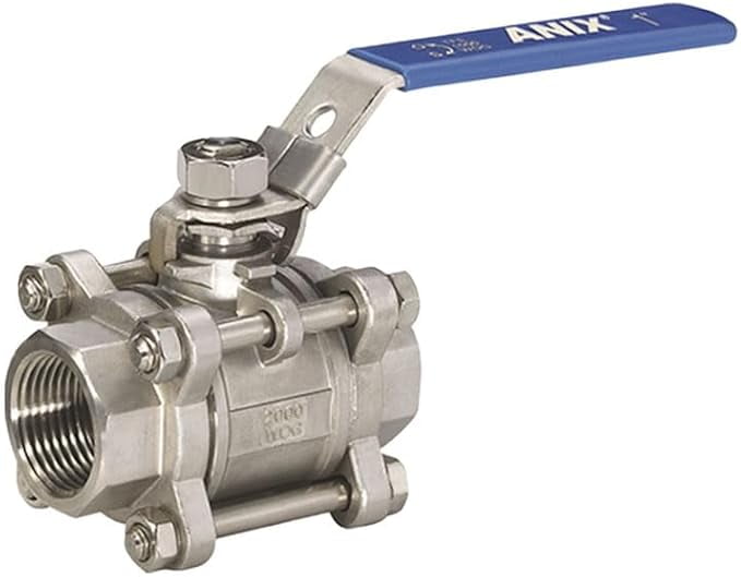 1" Stainless Steel 3PC Full Port Ball Valve 1000 PSI, NPT Threaded ...