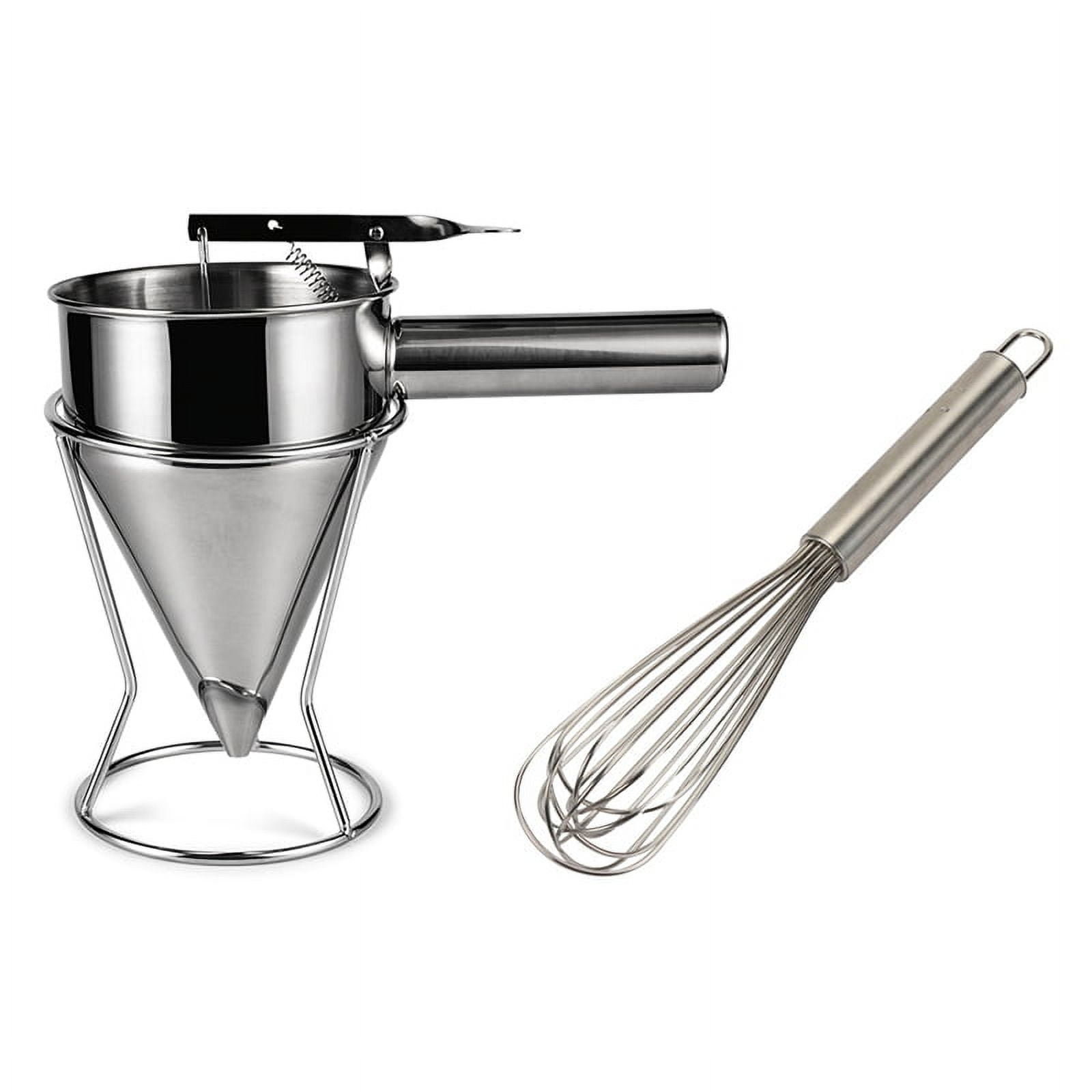 1 Stainless Steel Baking Funnel Pancake Dough Dispenser + Fixed Stand ...