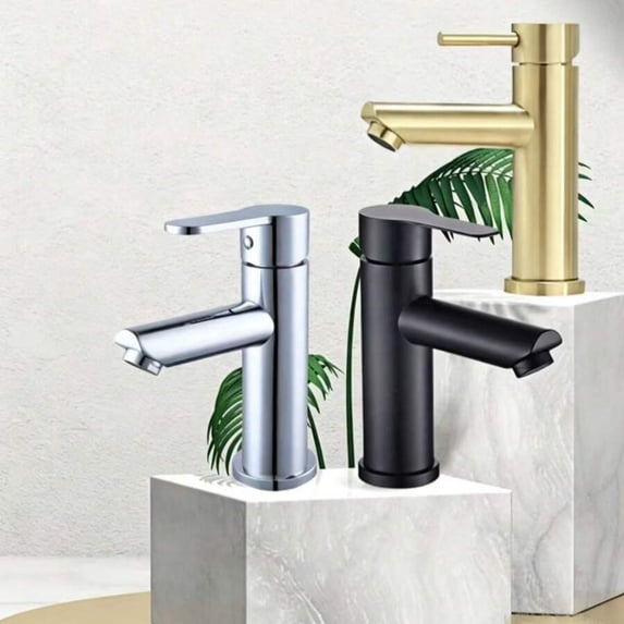1 Stainless Steel Bathroom Basin Faucet, Single-Hole Single-Handle Hot ...