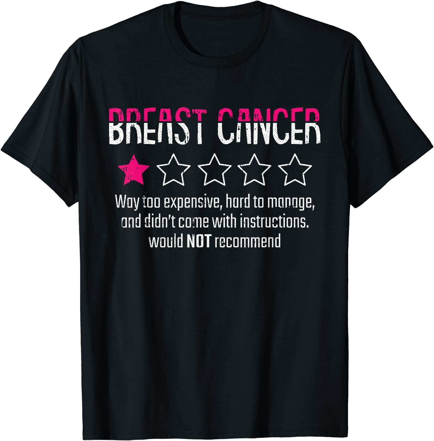 1 Star Rating Breast Cancer Awareness Funny Fighter T-Shirt - Walmart.com