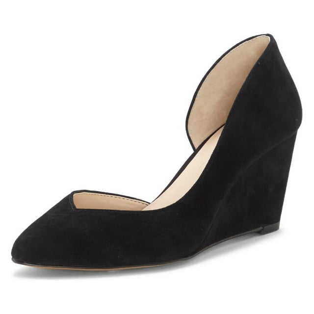 1.State Melman Black Suede Wedge Low Heel D'orsay Pointed Toe Dress ...
