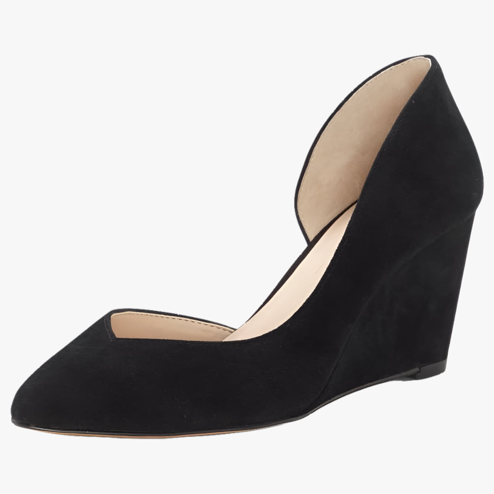 1.State Melman Black Suede Closed Toe Wedge Low Heel D'orsay Dress ...
