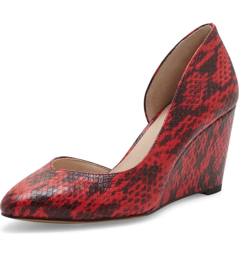 1.State Melman Scarlet Snake Wedge Low Heel D'orsay Pointed Toe Dress ...