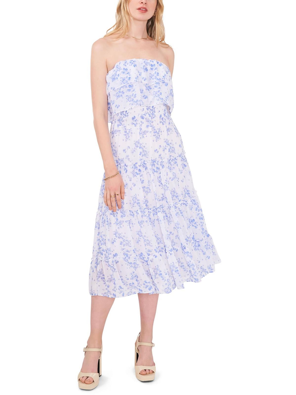 1.State Womens Chiffon Strapless Midi Dress - Walmart.com