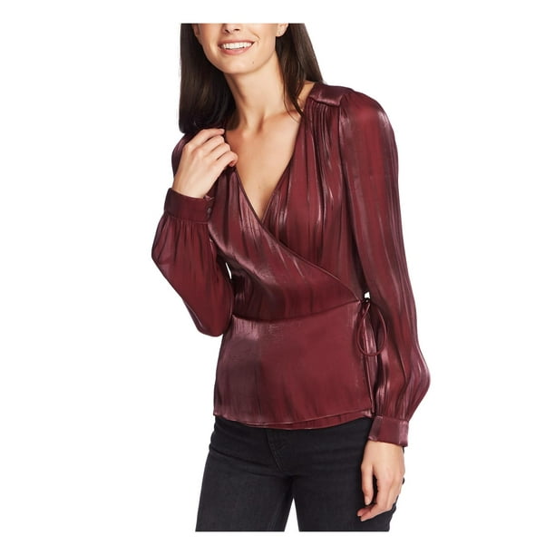 1.State Womens Shimmer Sheer Wrap Top Purple XXS - Walmart Business ...