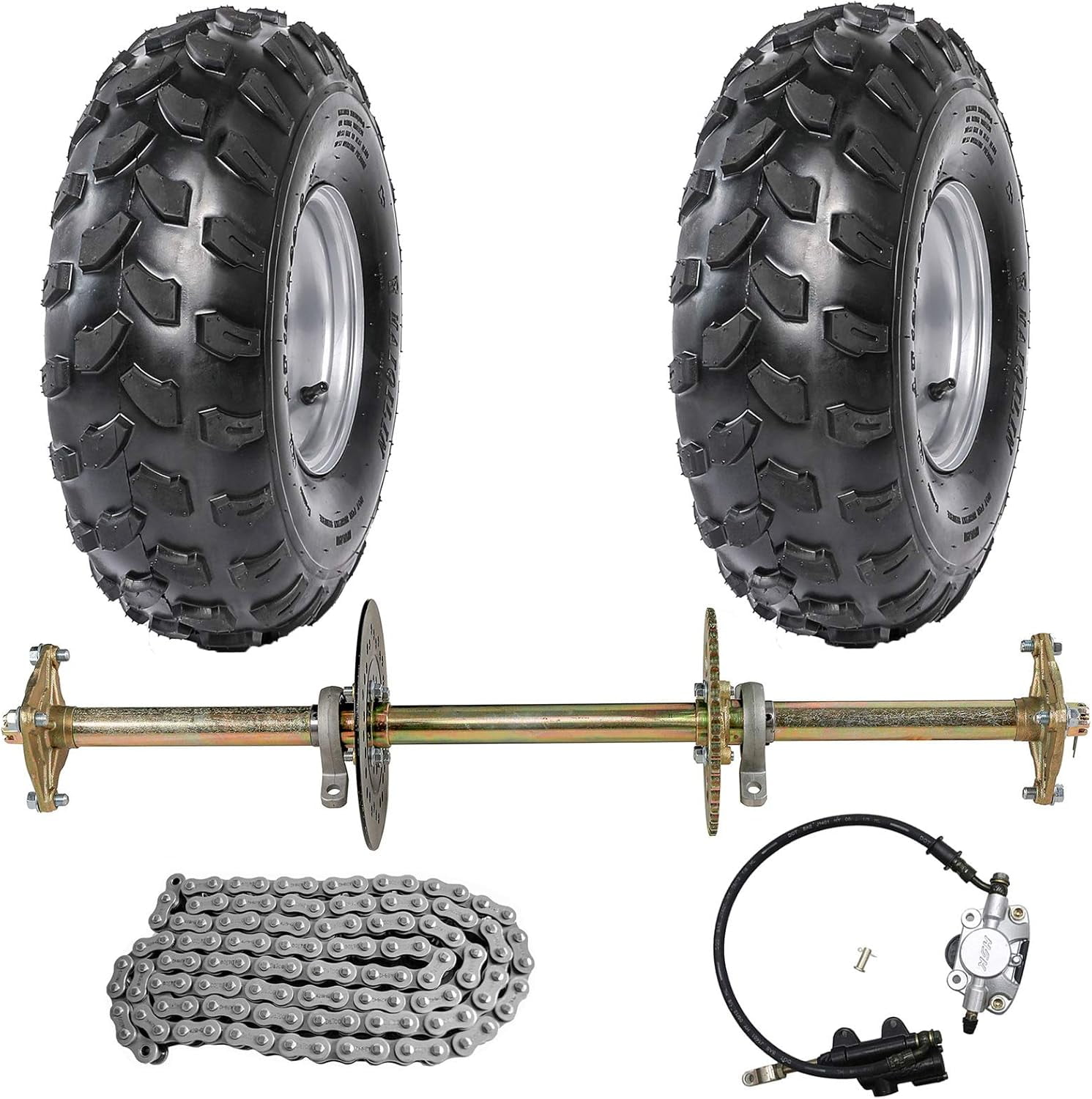 1" Steel Live Axle with 18x9.5-8 Tubeless Wheels Tires Rim and Chain ...
