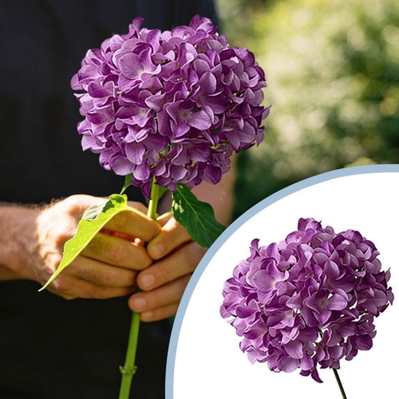 1 Stem Large Embroidered Fabric Hydrangea Flower, Faux Cloth Hydrangea ...