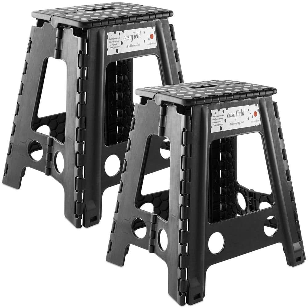 1-Step 18 in. Black Plastic Step Stool, (2.5 ft. Reach Height) 300 lb ...