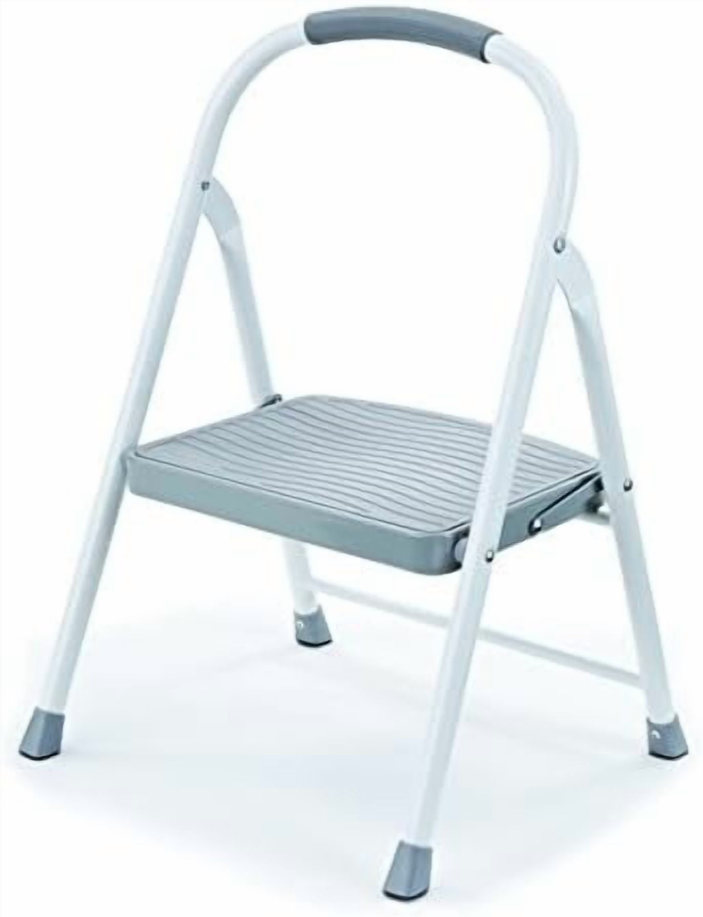 1-Step Steel Ladder, Folding Step Stool with Hand Grip and Traction ...