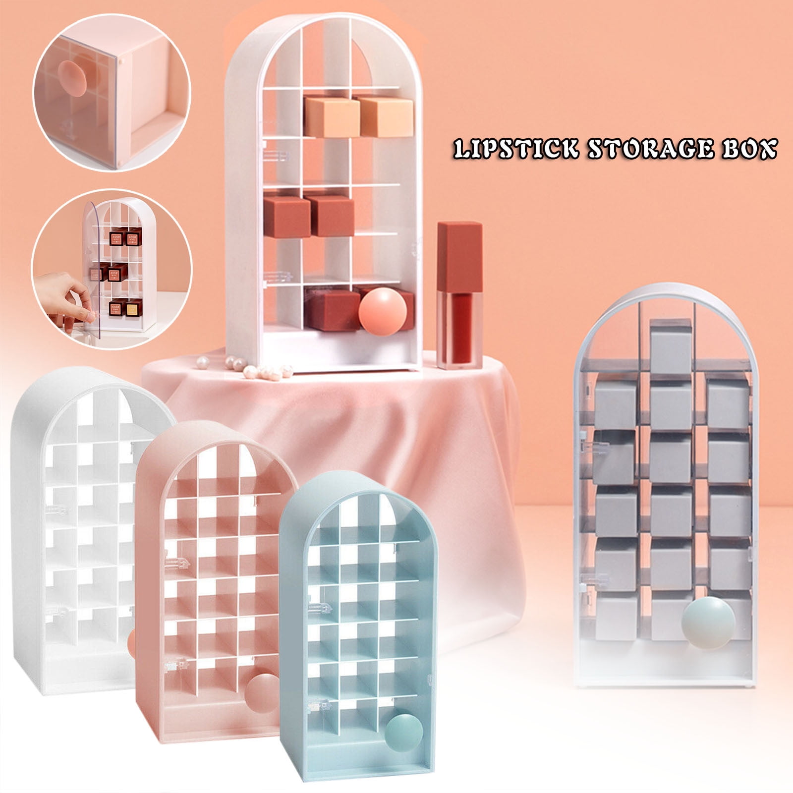 1×Storage Box 18 Capacity Lipstick Storage Box Desktop Makeup Organiser ...