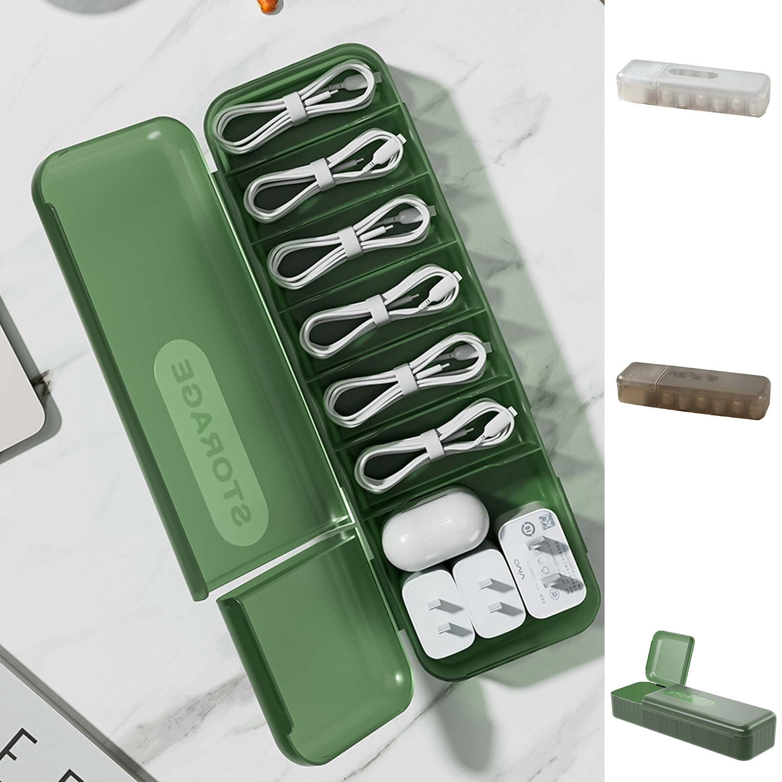 1*Storage Box Data Cable Organizer Box Cable Management 7 Compartments ...