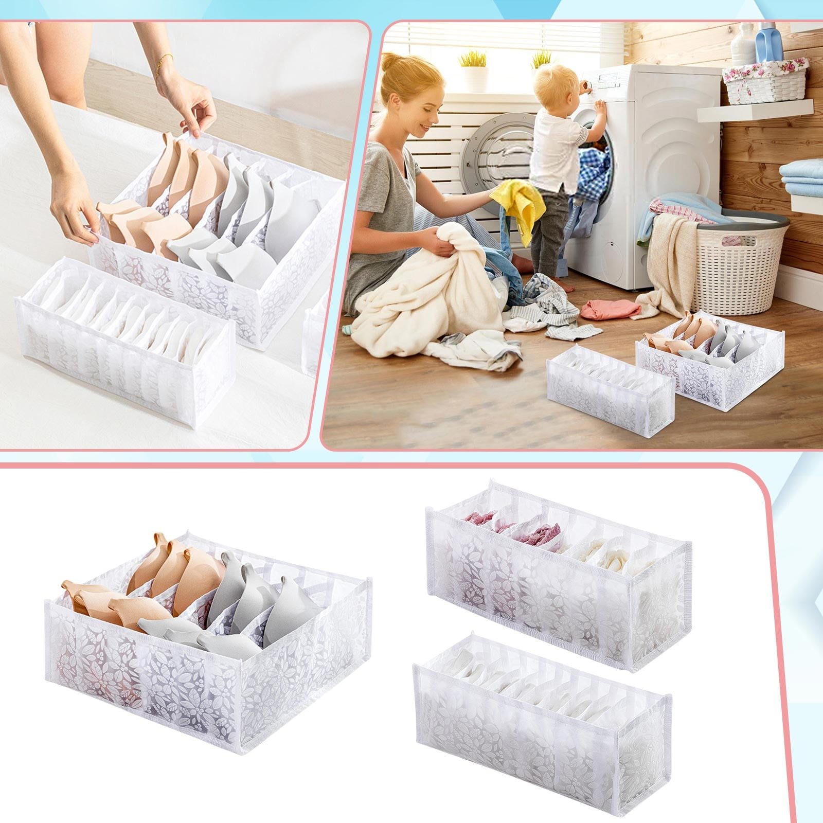 1×Storage Box Underwear Storage Box With Compartments Socks Bra ...