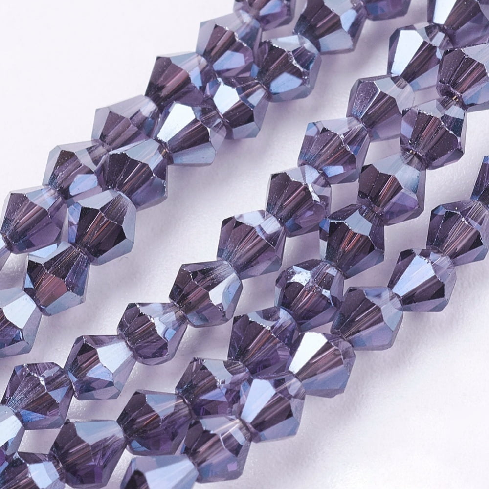 1 Strand Electroplate Glass Beads Strands Full Plated Faceted Bicone ...
