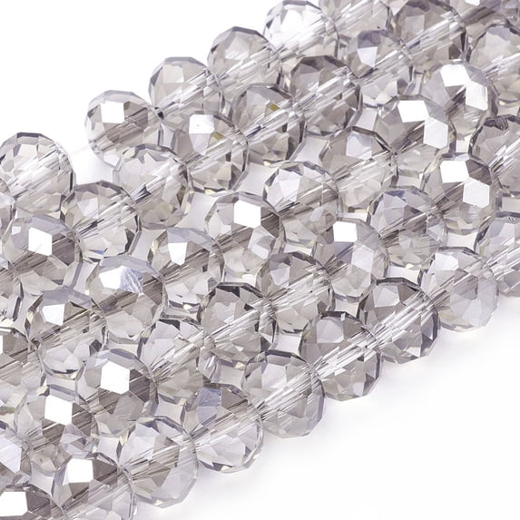 1 Strand Electroplate Glass Beads Strands Half Silver Plated Faceted ...