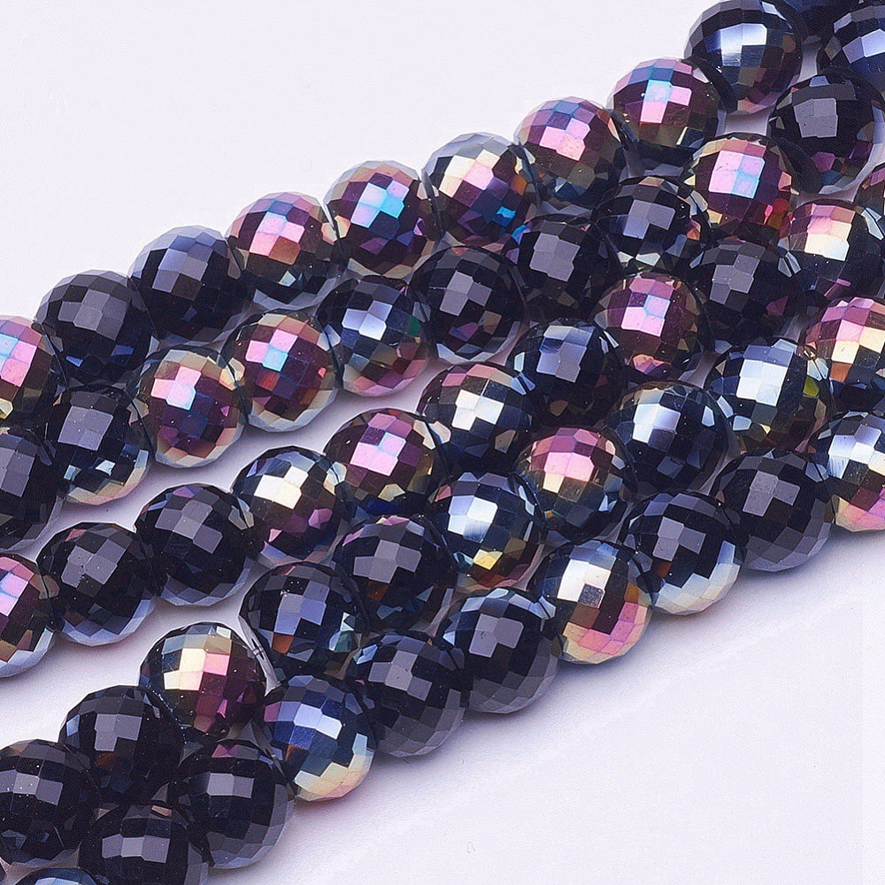 1 Strand Electroplate Transparent Glass Beads Strands Half Plated Drum ...