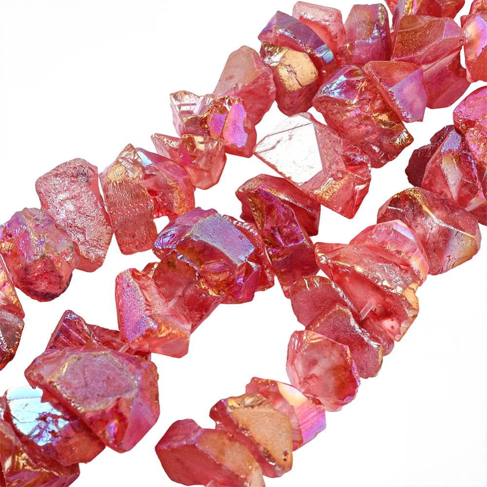 1 Strand Electroplated Natural Quartz Beads Strands FireBrick 3~8x9 ...