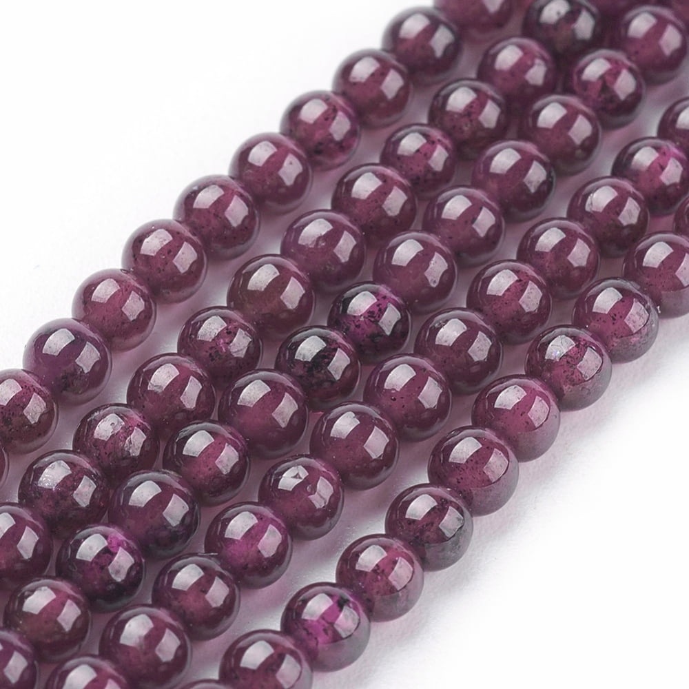1 Strand Gemstone Beads Strands Natural Garnet Round Dark Red 3mm Hole ...