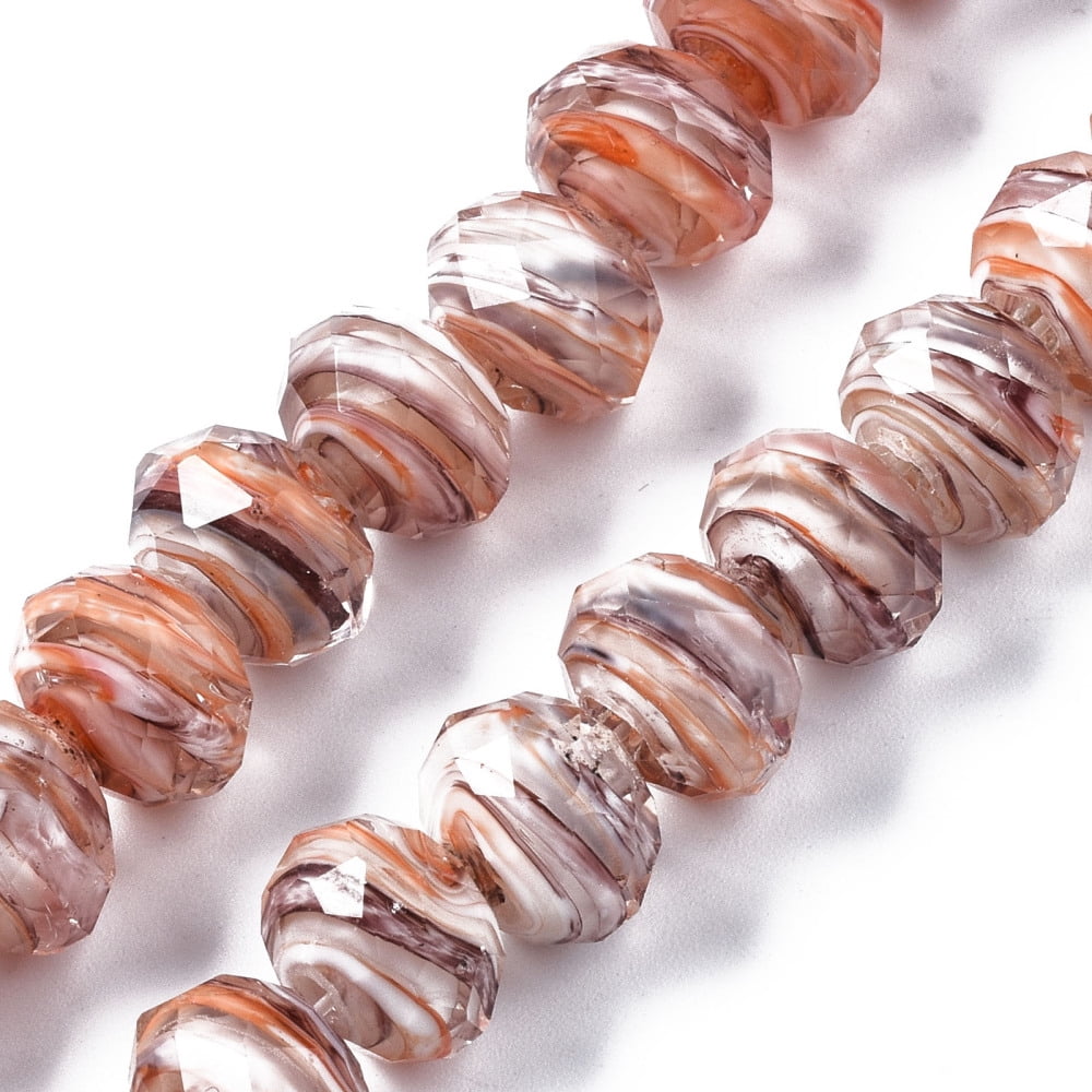 1 Strand Handmade Lampwork Beads Strands Abacus Faceted Chocolate 11 ...