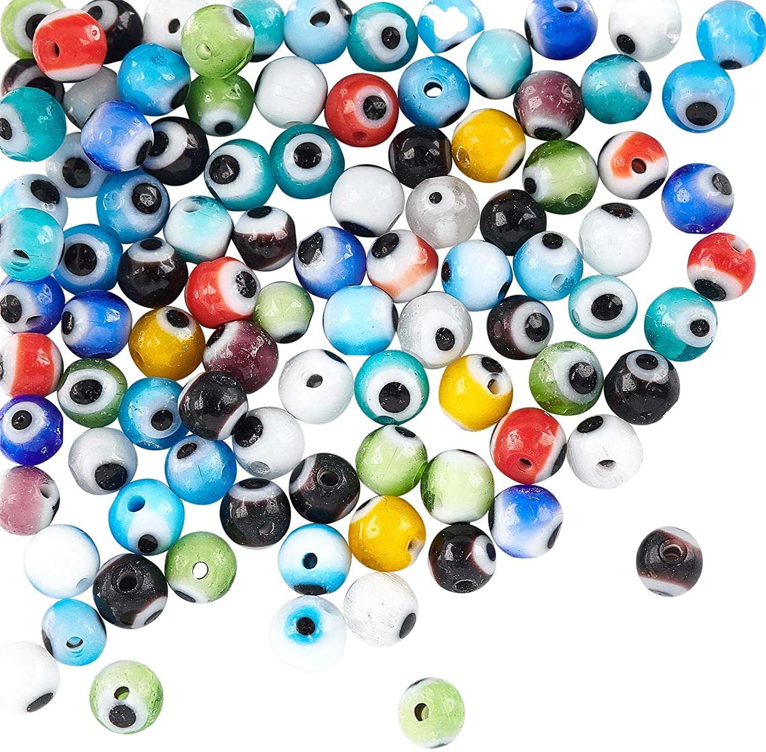 1 Strand Handmade Lampwork Round Bead Strands Mixed Color 4mm Hole: 1mm ...