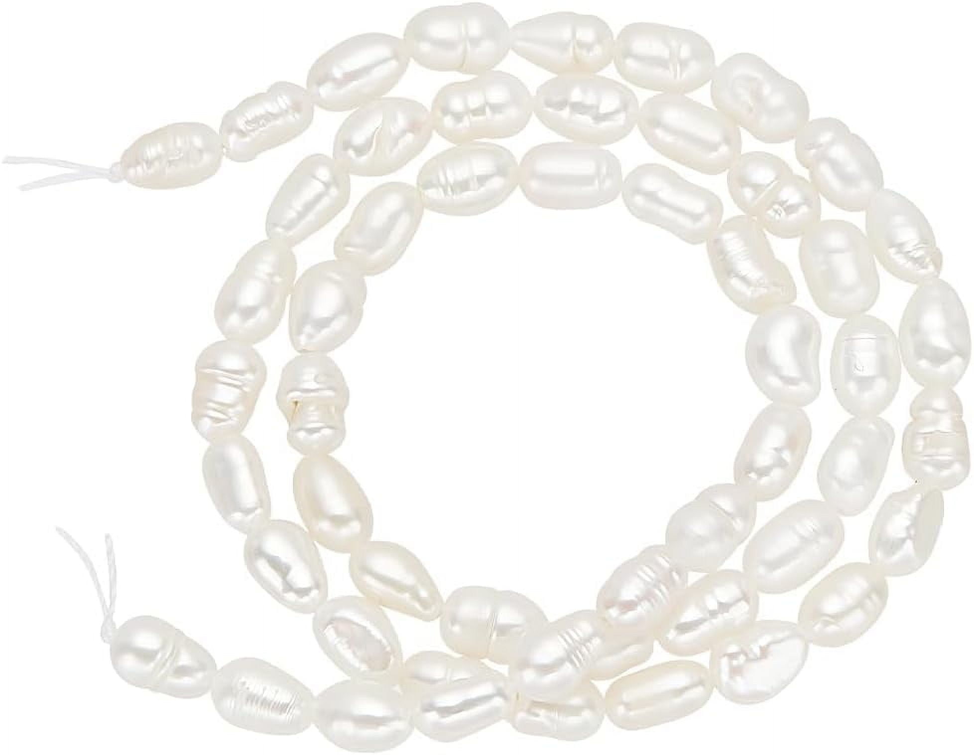 1 Strand Natural Cultured Freshwater Pearl Beads Strands Rice Seashell ...