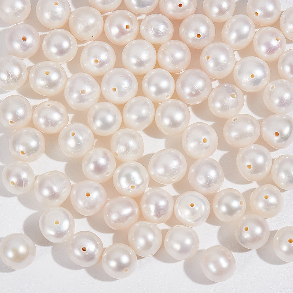1 Strand Natural Cultured Freshwater Pearl Beads Strands Round Seashell ...