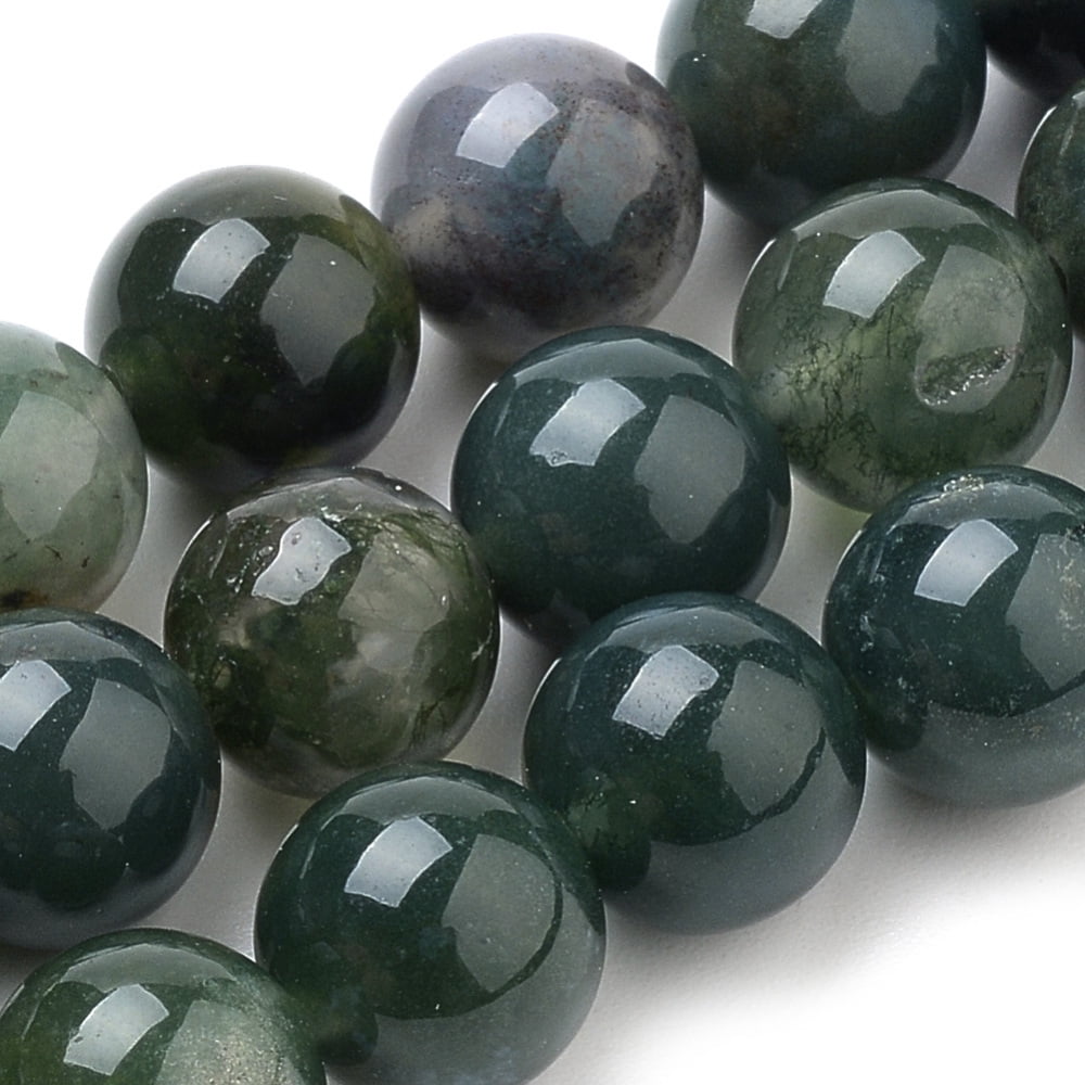 1 Strand Natural Moss Agate Beads Strands Round 8mm Hole: 0.8mm 45pcs ...