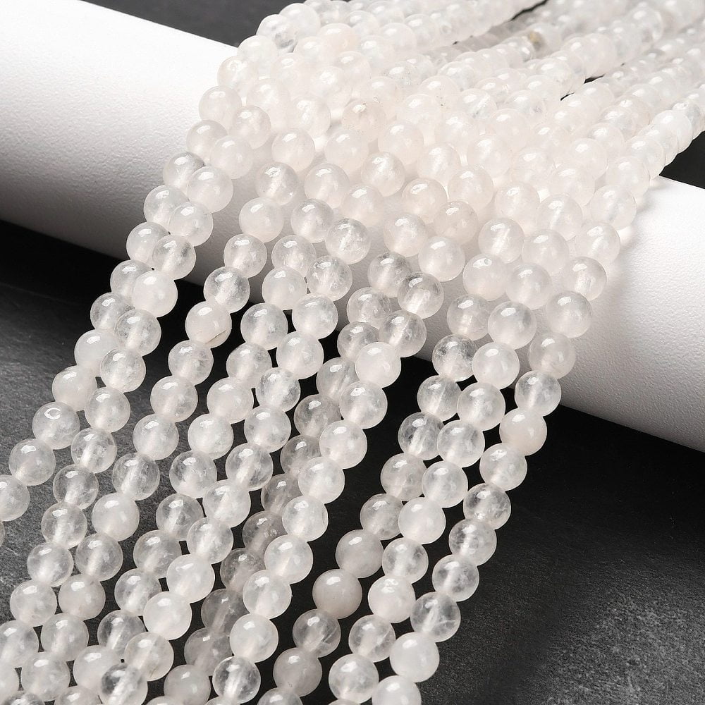 1 Strand Natural White Jade Round Bead Strands 4mm Hole: 1mm about 85 ...