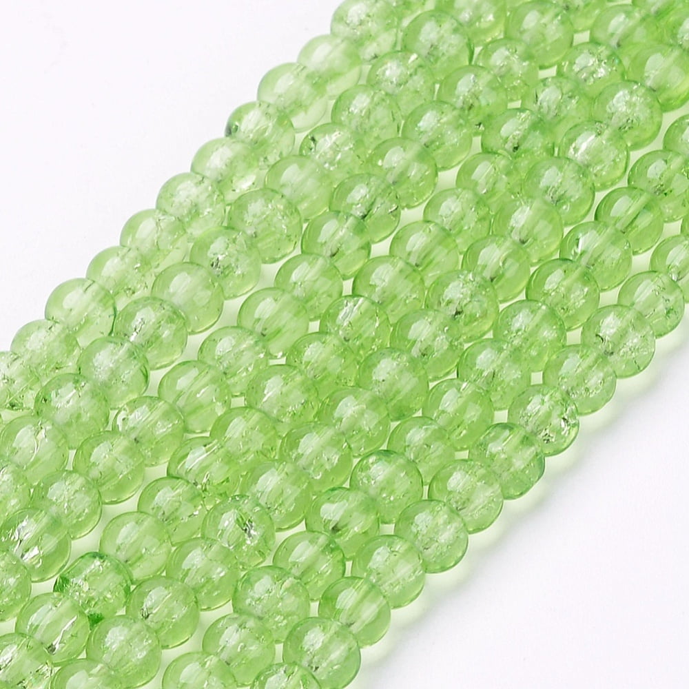1 Strand Transparent Crackle Glass Round Beads Strands Pale Green 4mm ...