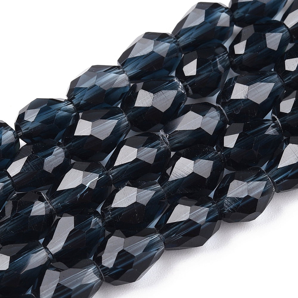 1 Strand Transparent Glass Bead Strands Faceted Teardrop Prussian Blue ...