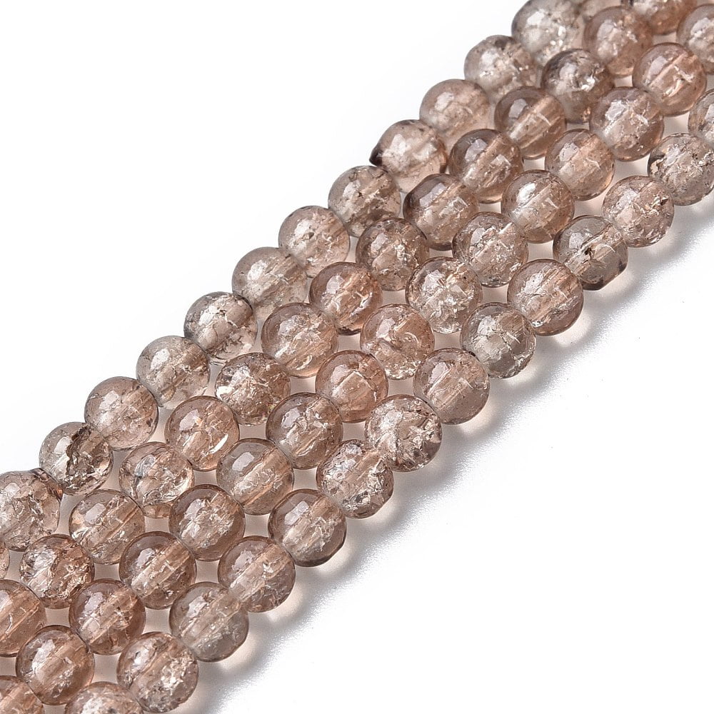 1 Strand Transparent Glass Round Beads Strands Tan 4mm Hole: 1.1~1.3mm ...