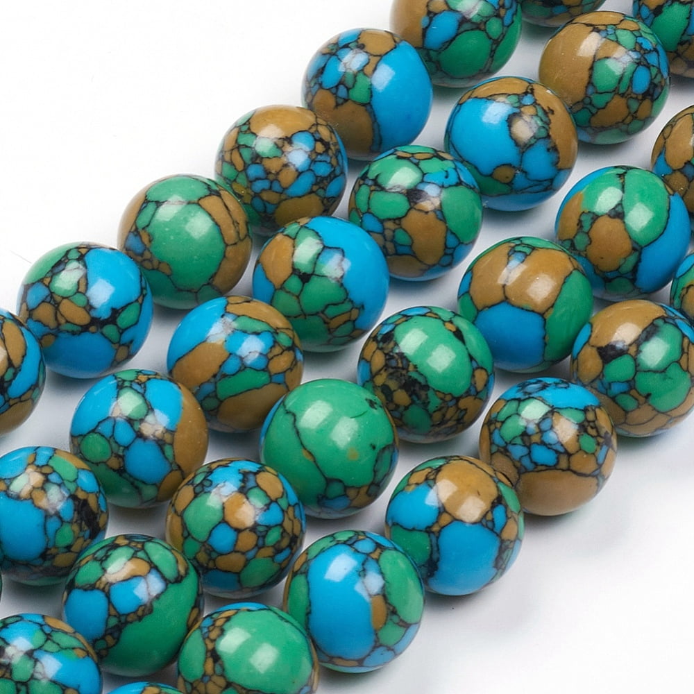 1 Strand Turquoise Beads Strands Dyed Round Colorful 8mm Hole: 0.8mm ...