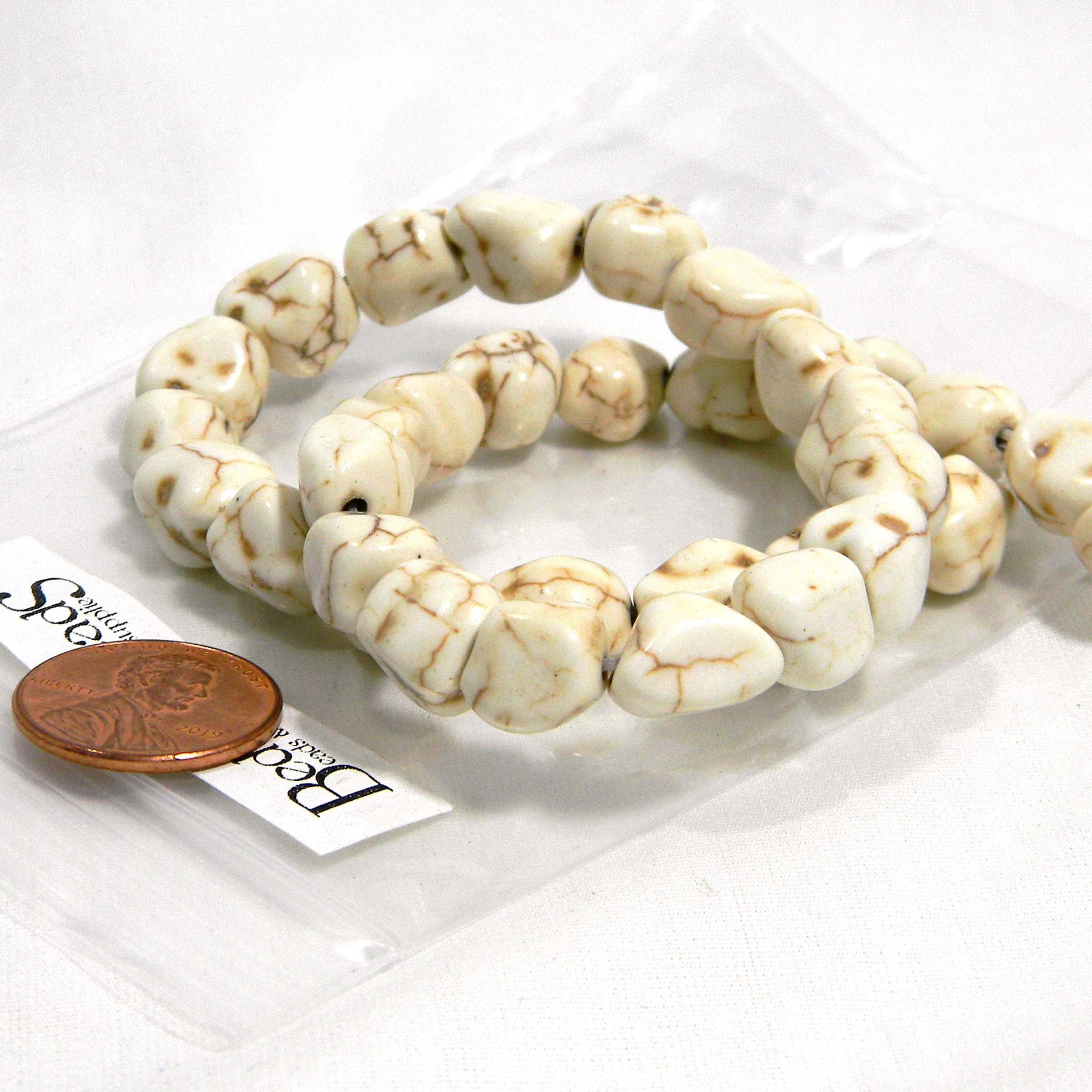 1 Strand of 30 Beige Synthetic Magnesite 9mm - 12mm Assorted Size Stone ...