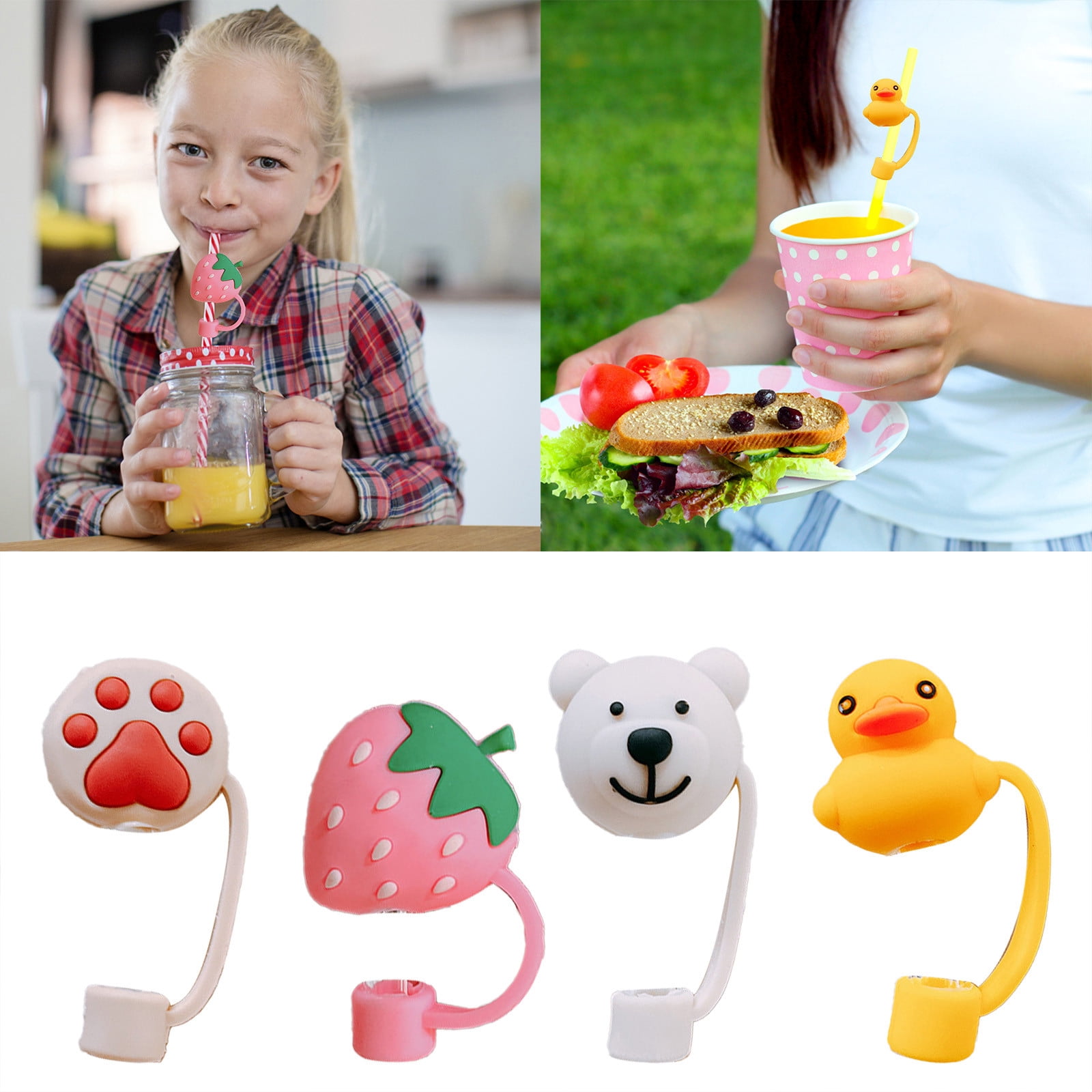 1*Straw Cover Clearance! Nomeni Cute Summer Glass Straw with Doll Straw ...