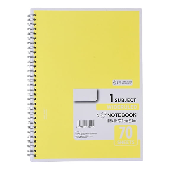 1-Subject Notebook, Spiral Notebook, College Ruled Paper, 7.87" X 10.63 ...