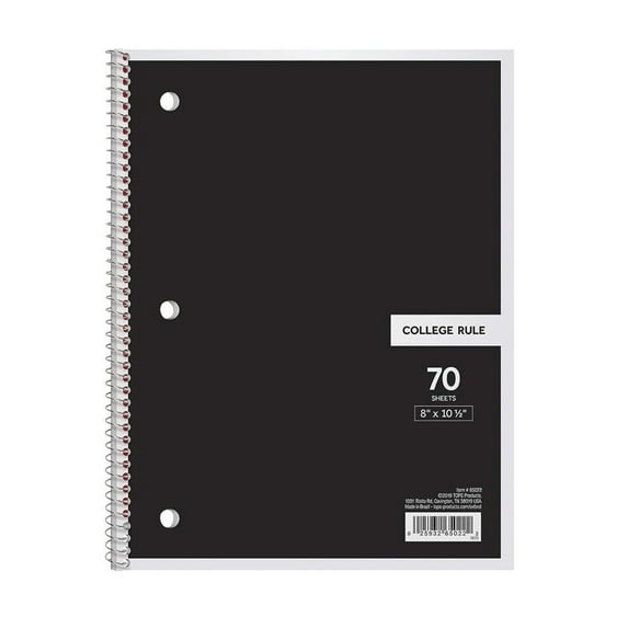 1 Subject Spiral Notebook Wide Ruled, 70 Sheets Notebook College Ruled ...