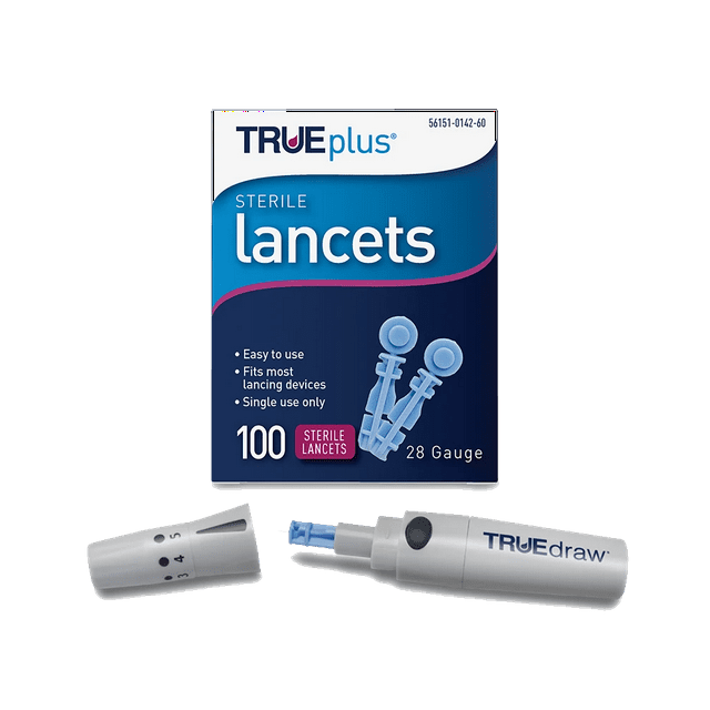 TRUEdraw Diabetic Blood Sugar Glucose Testing Kit - Lancing Device and ...