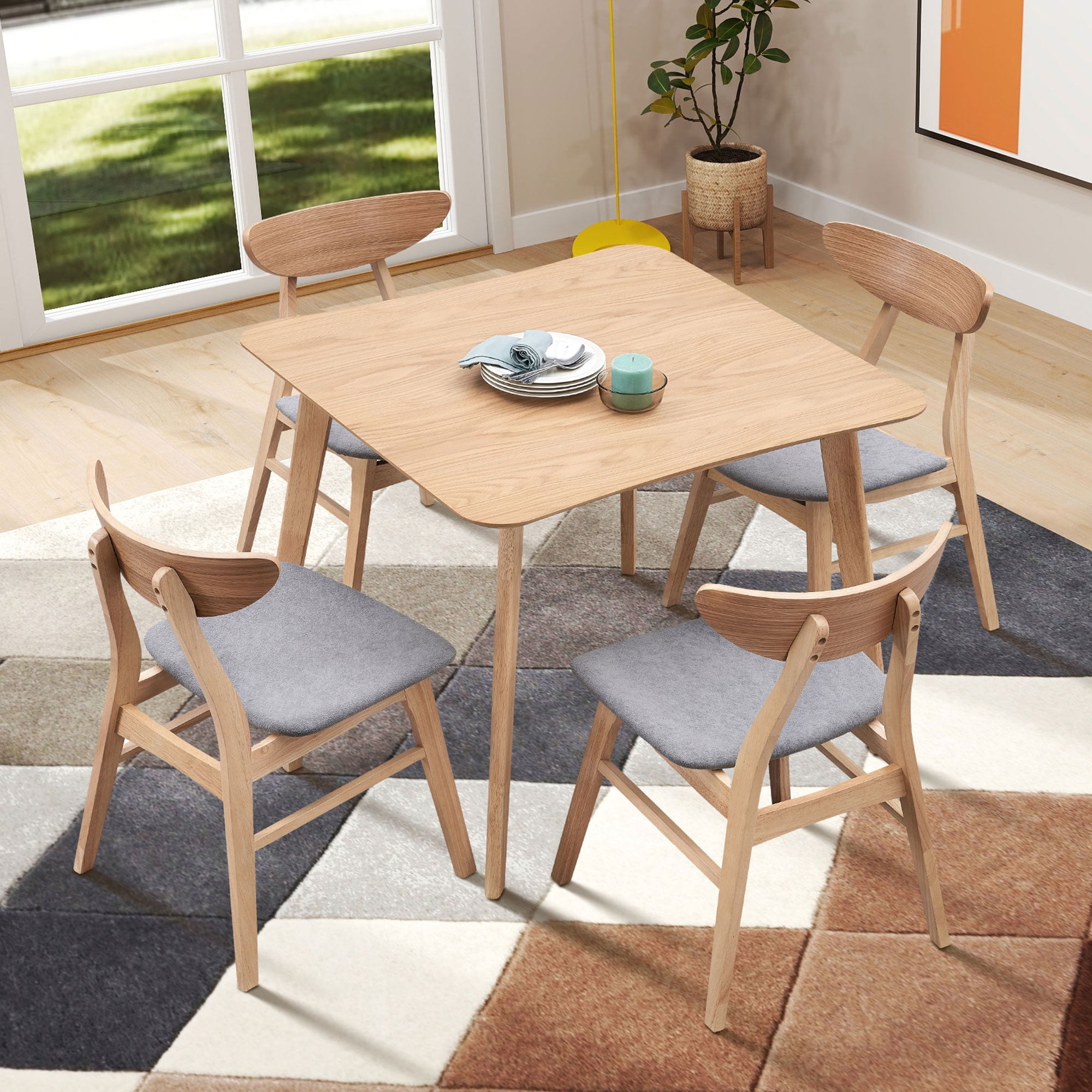 (1 Table with 4 Chairs)Wooden Dining Table Set, Modern Simple Design ...