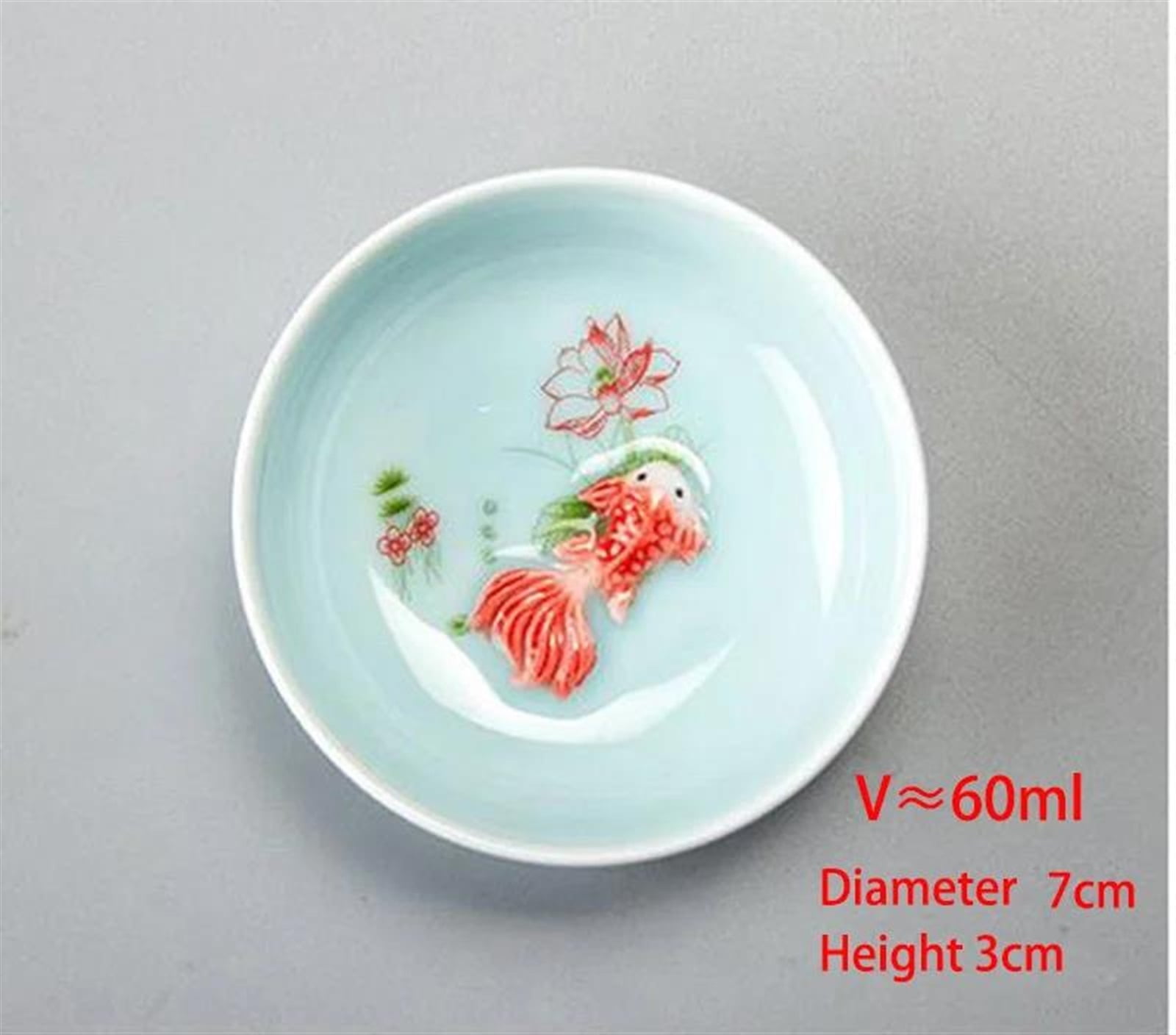 1 Teapot 1 Teacup Celadon 3D Carp Kung Fu Tea Set Elegant Gaiwan Tea ...