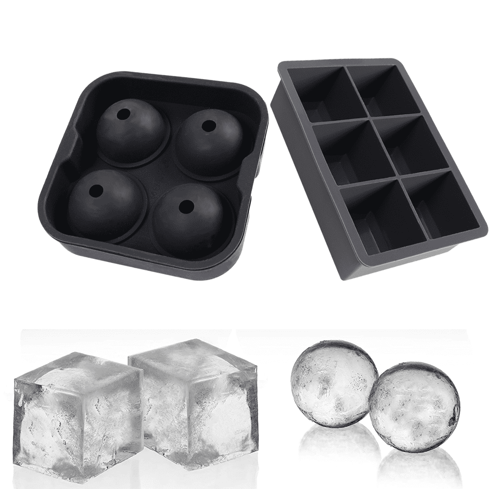 Ice Cube Tray, Square Ice Cube Molds with Lid, Funnel for Whiskey ...