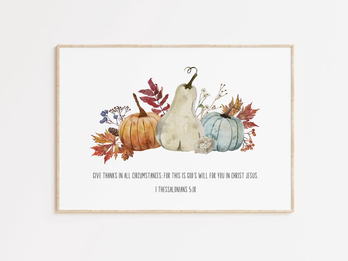 1 Thessalonians 5:18 Give Thanks Bible Verse Wall Art, Modern Christian ...