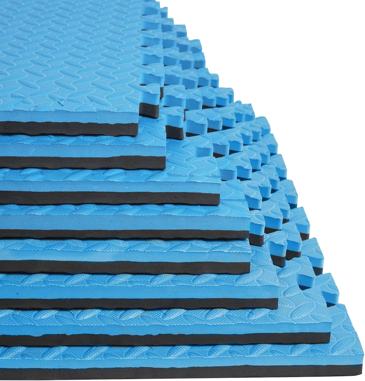 1 in Thick 48 Sq Ft EVA Foam Exercise Gym Mats 12 Pcs - Interlocking ...