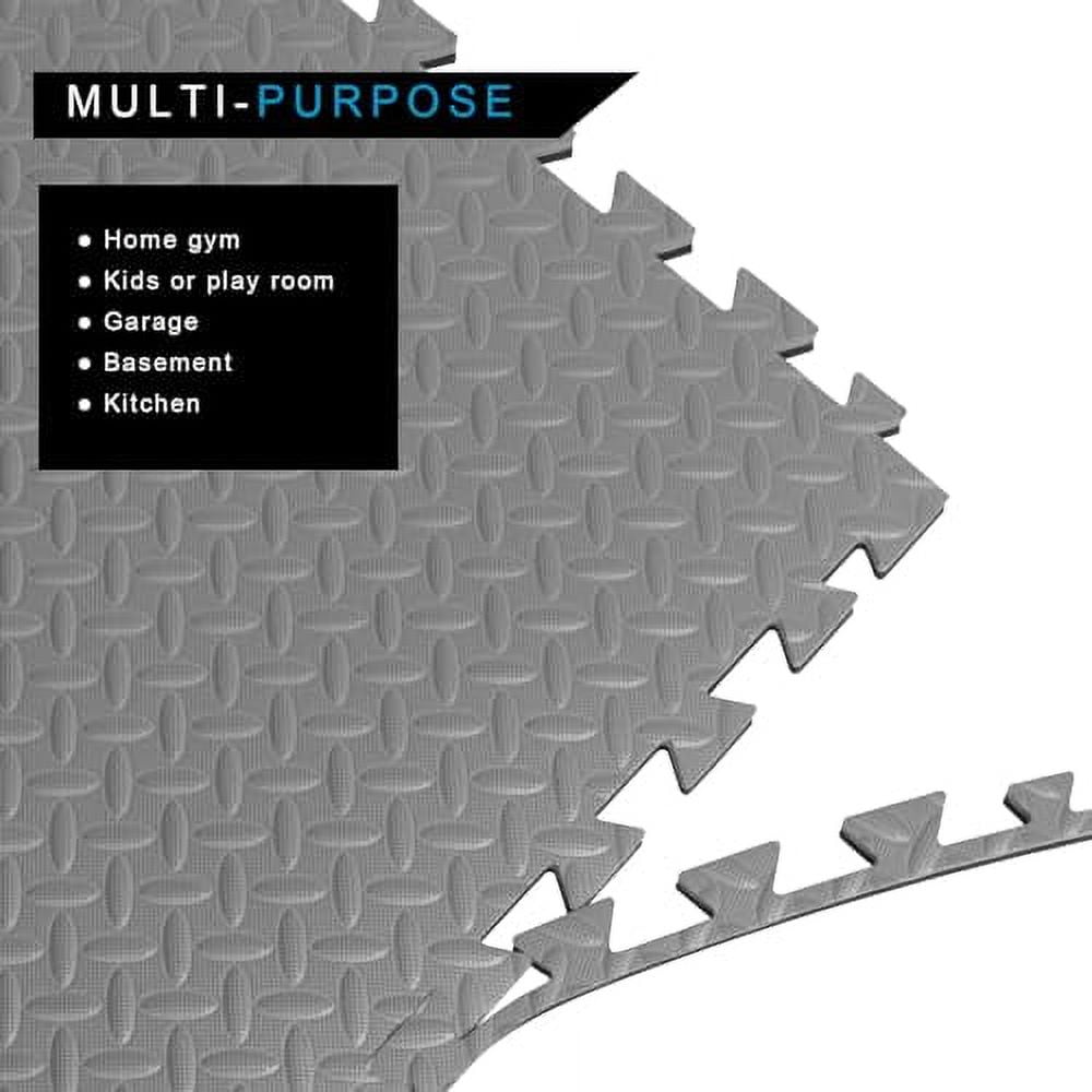 1 in Thick 48 Sq Ft EVA Foam Exercise Gym Mats 12 Pcs - Interlocking ...