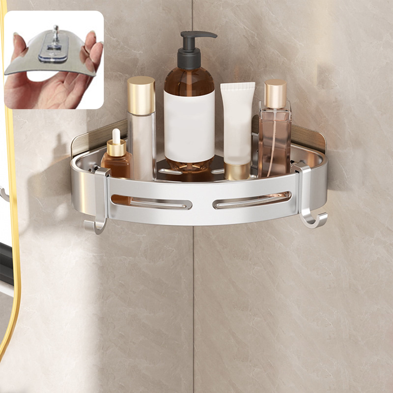 1 Tier Adhensive Bathroom Shampoo Holder Shower Caddy Shelves Storage ...