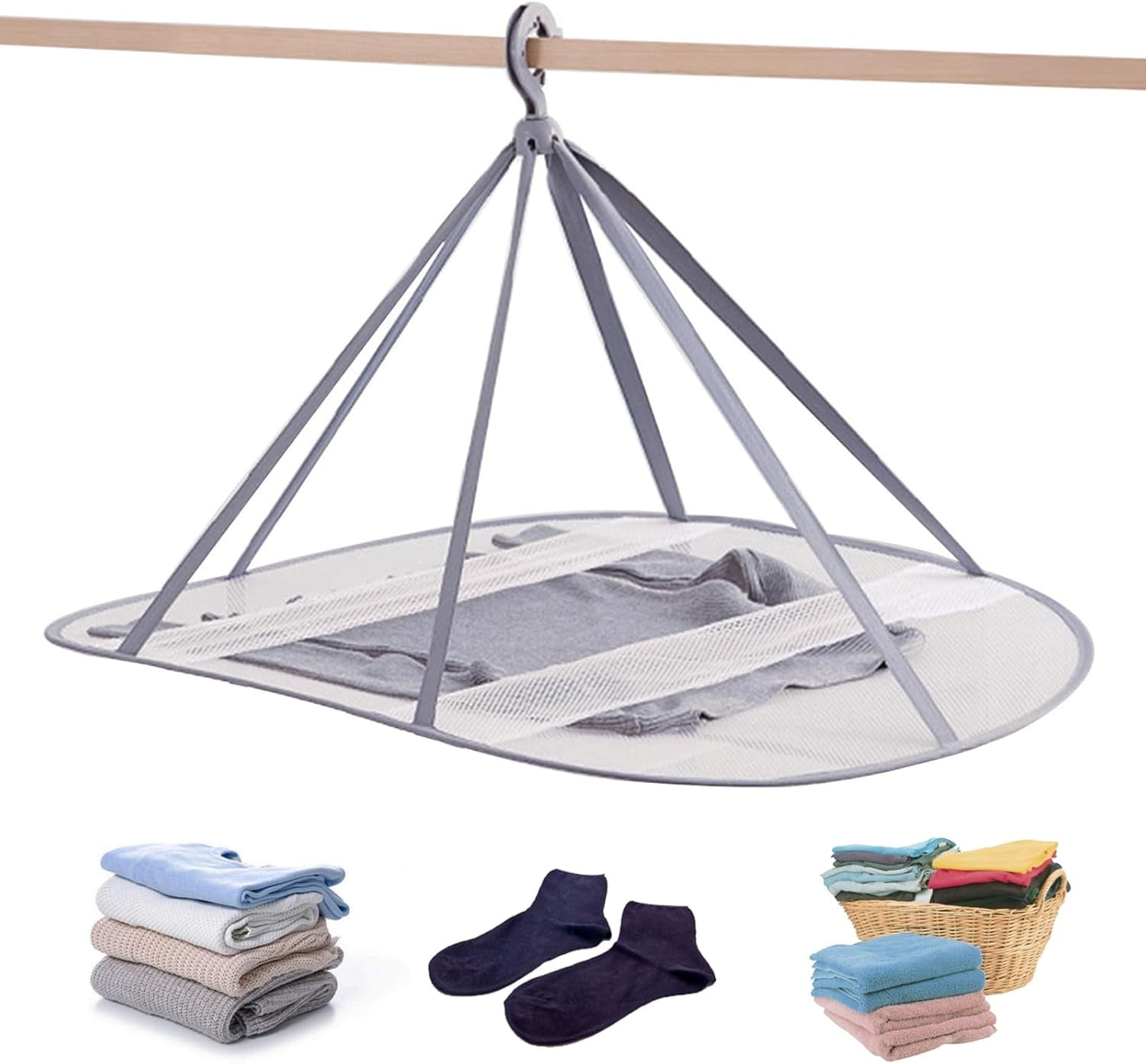 1-Tier Folding Mesh Clothes Drying Rack With Internal Fixation ...