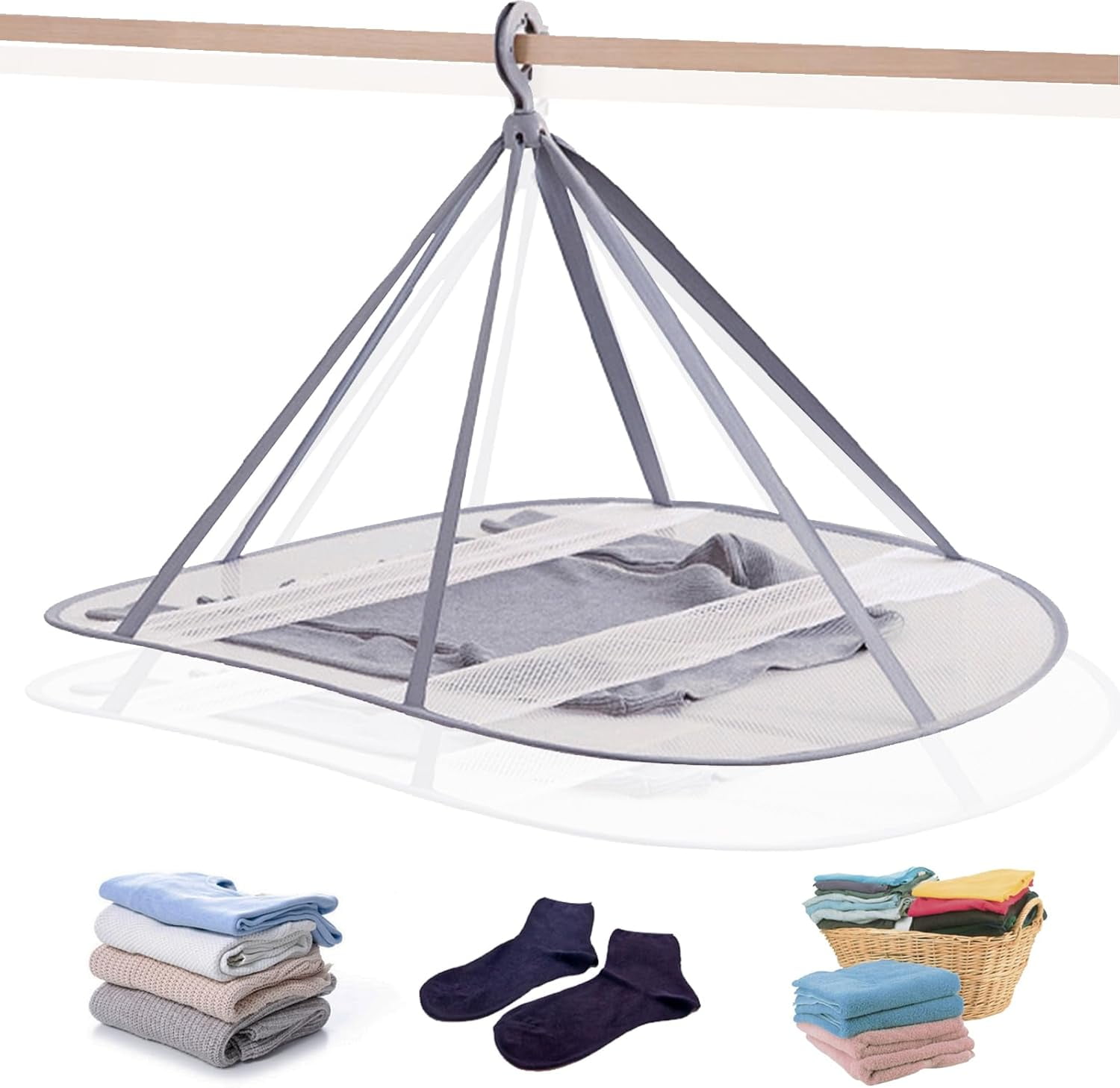 1 Tier Folding Mesh Clothes Drying Rack with Internal Fixation ...
