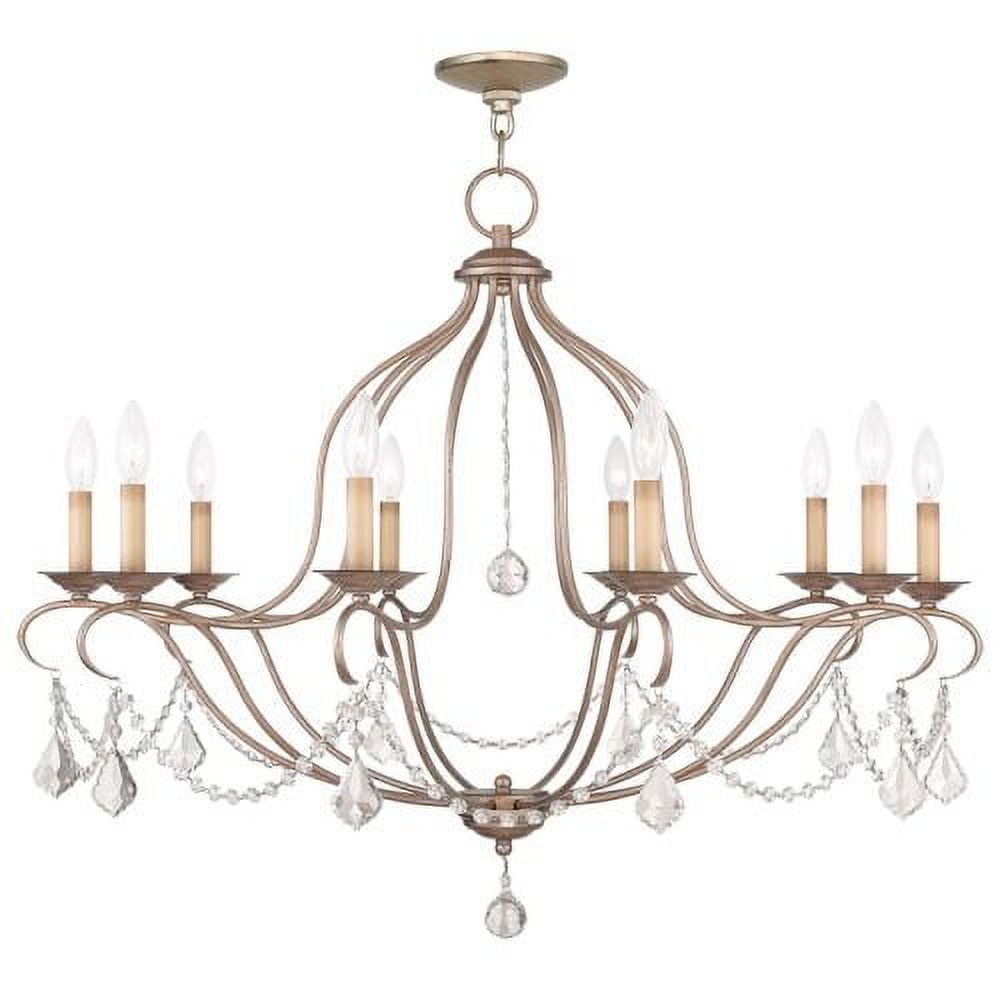 1 Tier Livex 10 L Chesterfield Antique Silver Leaf Ceiling Chandelier ...