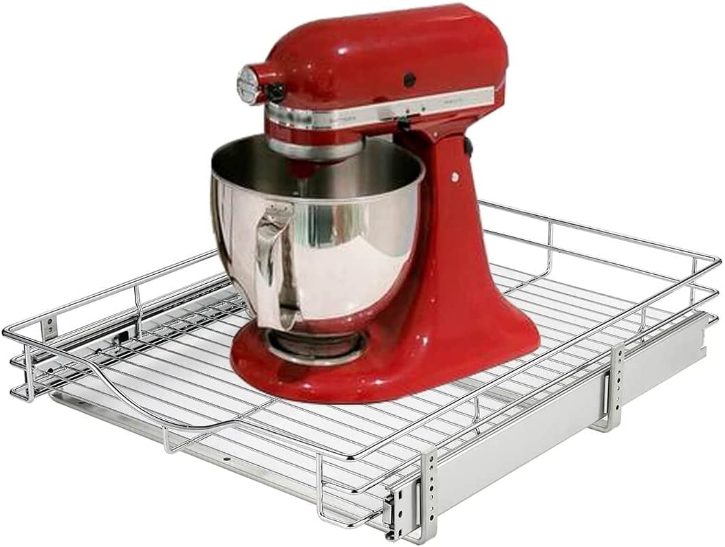 1 Tier Pull Out Cabinet Organizer (20" W x 18" D) Heavy-Duty Metal ...