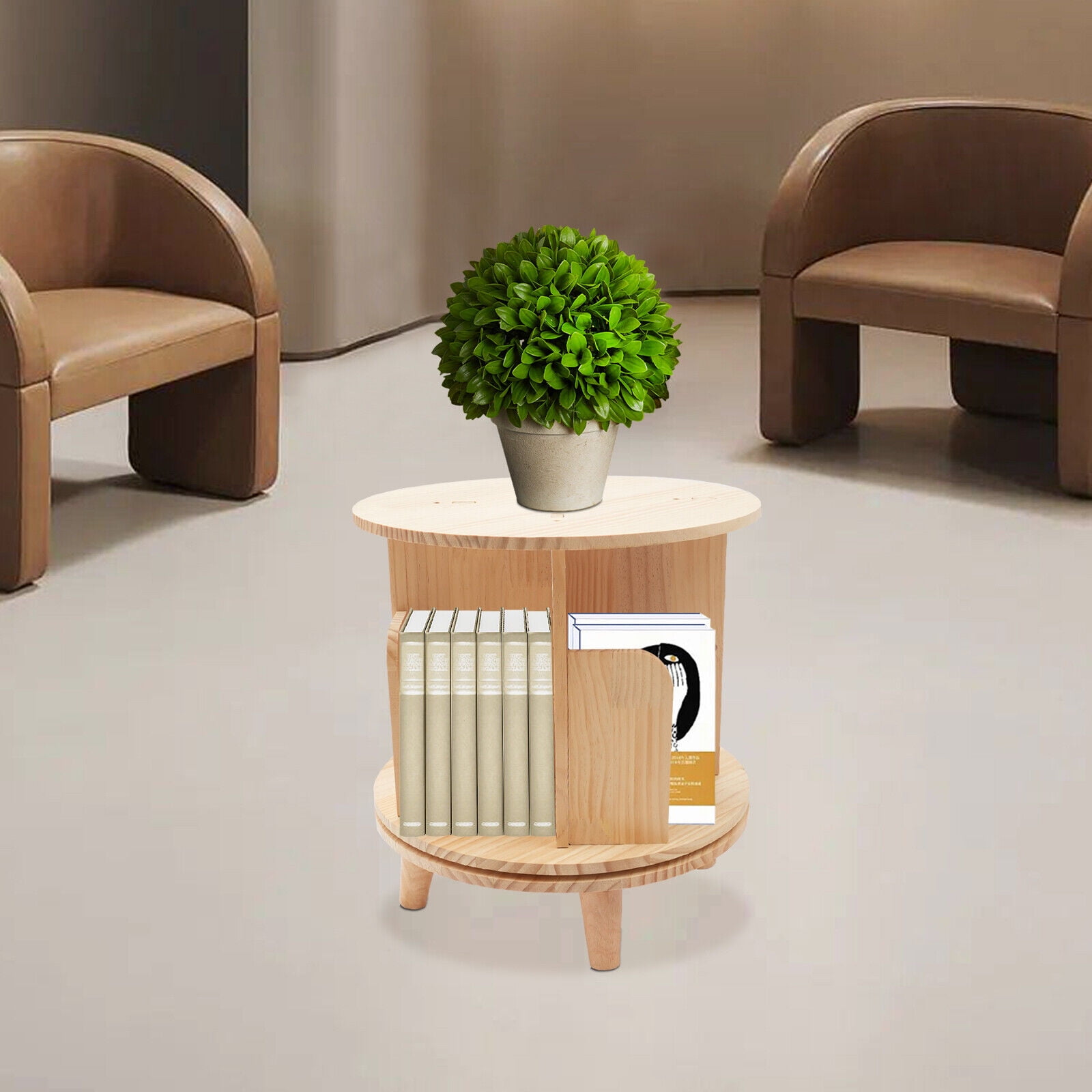 1 Tier Rotating Bookshelf Bookcase Storage Rack Floor-Standing Display ...