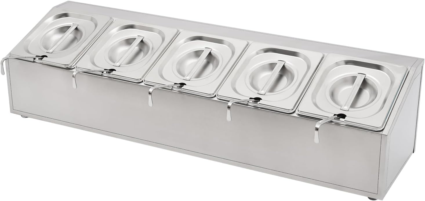1-Tier Spice Rack Shelf with 5 Pans & 5 Ladles, Stainless Steel ...