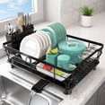 1 Tier-black Dish Drying Rack with Drainboard and Utensil Holder ...